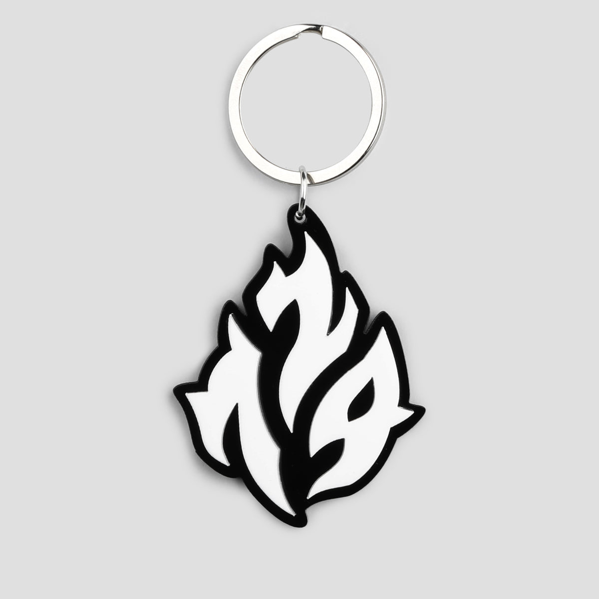Flame Keychain (White) – 729 Merch